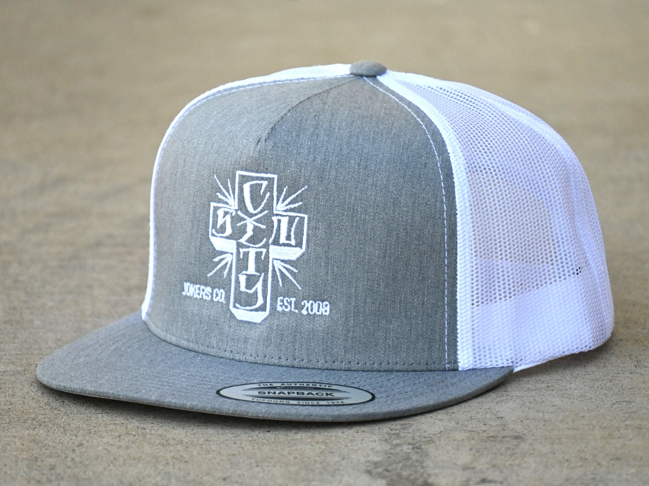 SCJ Cross Trucker (gray & white) – Sin City Jokers